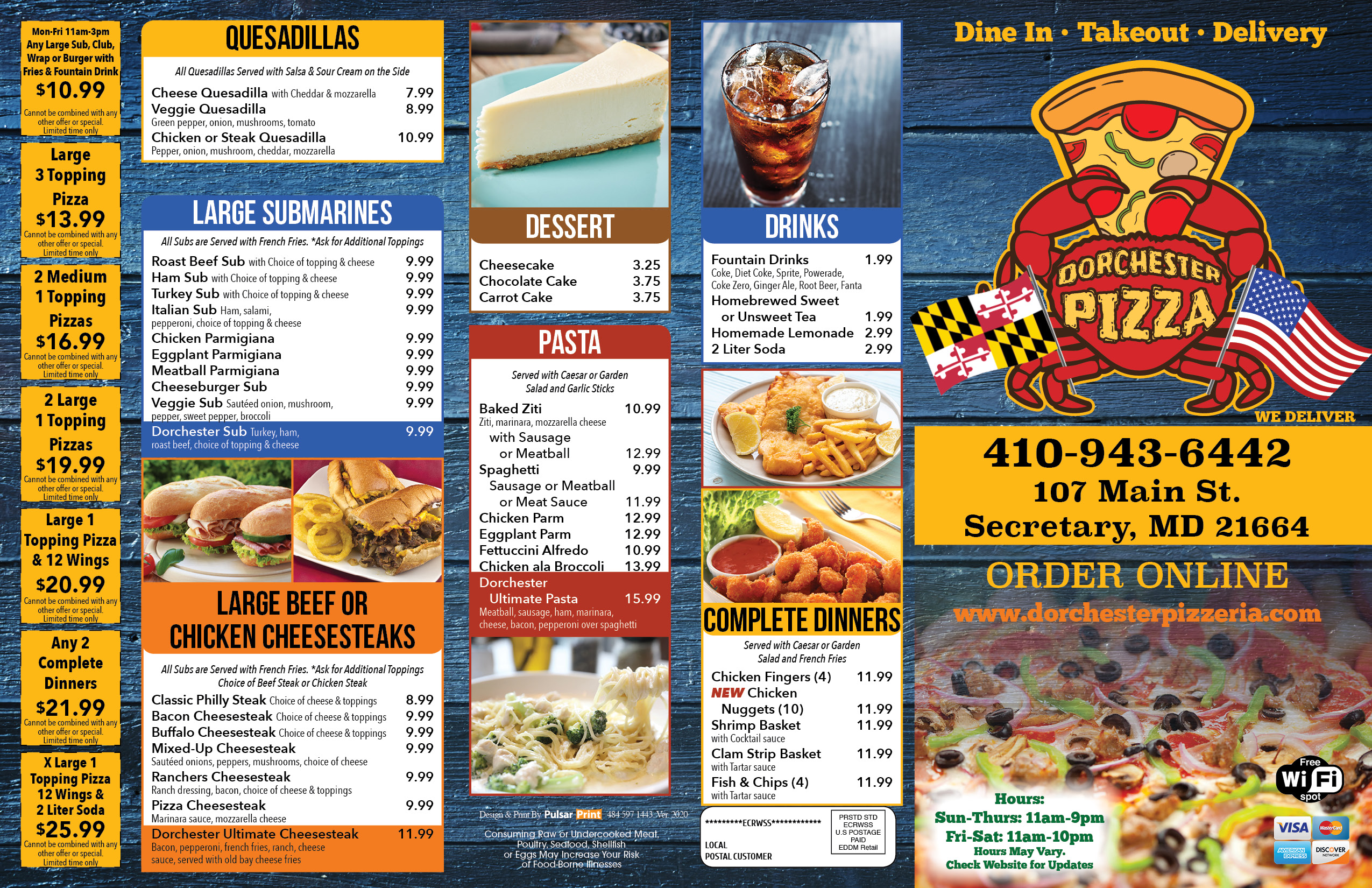 Our Menu - Dorchester Pizzeria